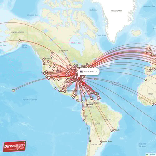 Direct flights from Atlanta - 222 destinations - ATL, USA ...