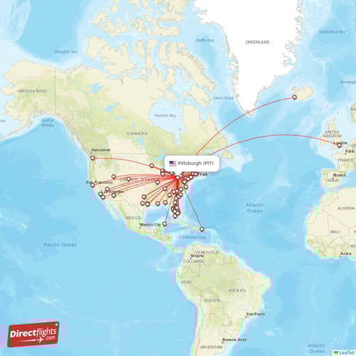 Direct flights from Pittsburgh - 60 destinations - PIT, USA ...