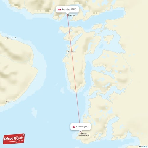 Direct flights from Qeqertaq - 2 destinations - PQT, Greenland ...