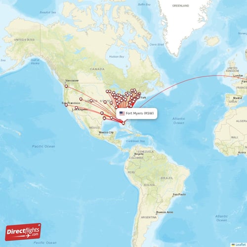 Direct flights from Fort Myers - 48 destinations - RSW, USA ...