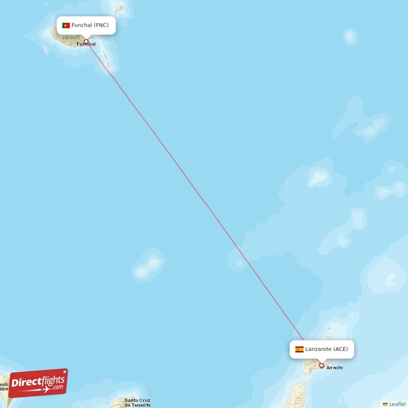Direct flights from Lanzarote to Funchal, ACE to FNC non-stop ...