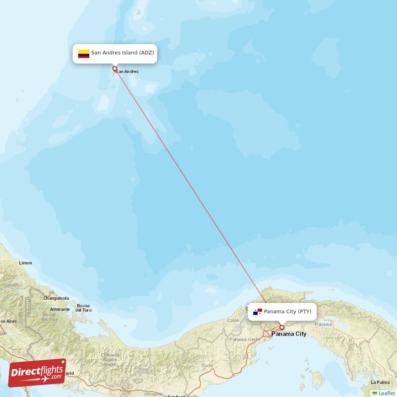 Direct flights from San Andres Island to Panama City, ADZ to PTY non ...
