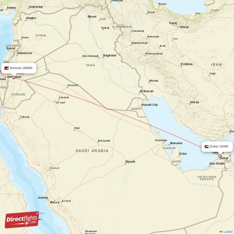 Direct flights from Amman to Dubai, AMM to DXB non-stop - Directflights.com