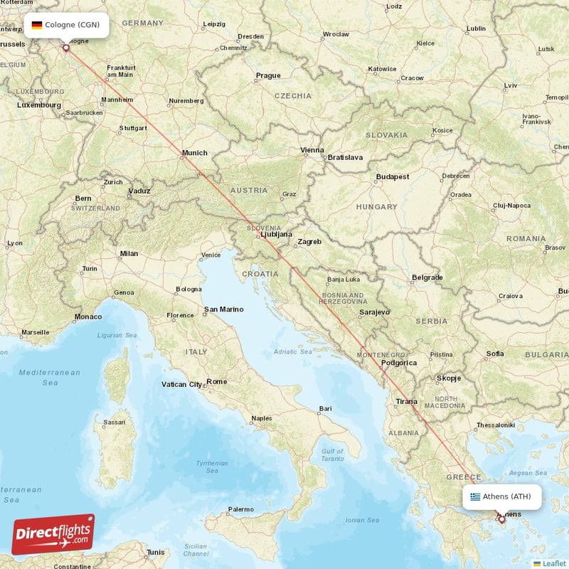 Direct flights from Athens to Cologne, ATH to CGN non-stop - Directflights.com