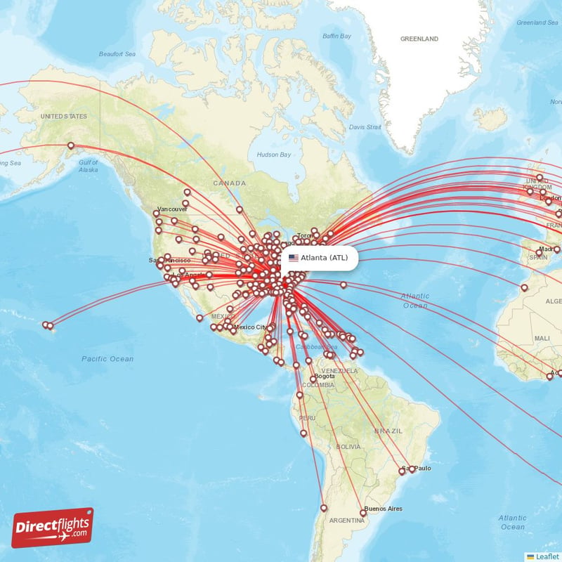 Direct flights from Atlanta - 223 destinations - ATL, USA ...