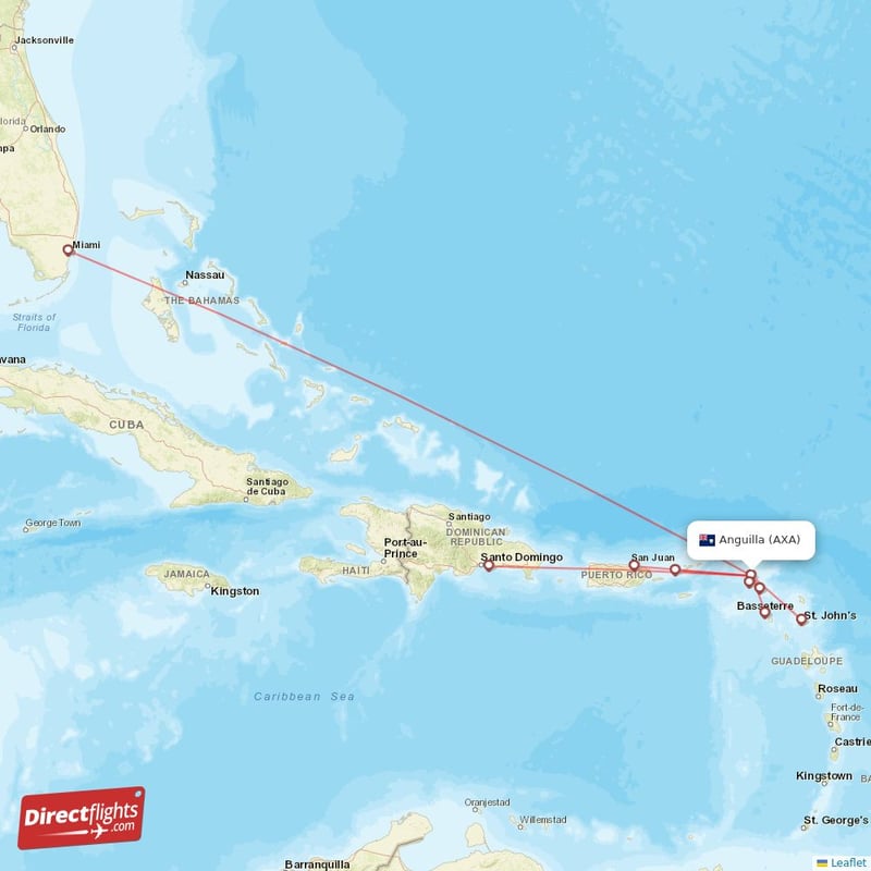 Direct flights from Anguilla - 6 destinations - AXA, Anguilla ...