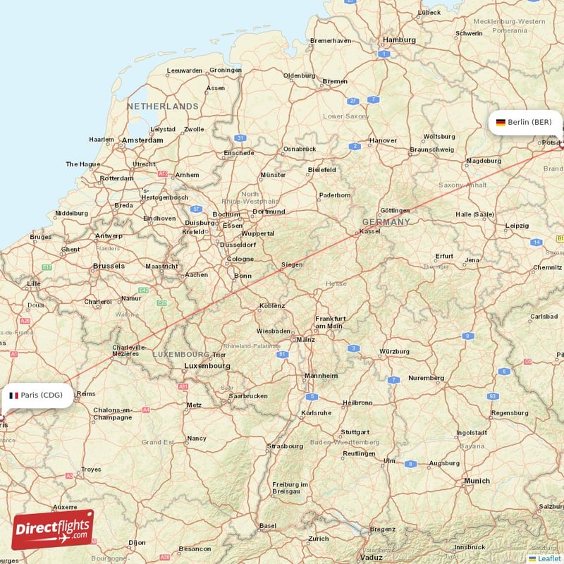 Direct flights from Berlin to Paris, BER to CDG non-stop ...