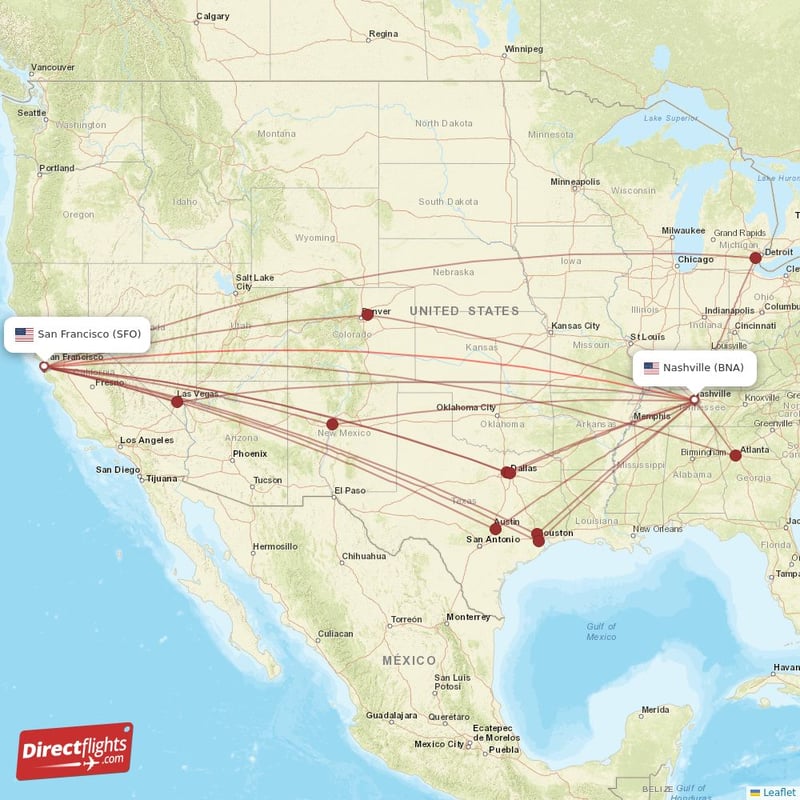 Direct flights from Nashville to San Francisco, BNA to SFO non-stop ...