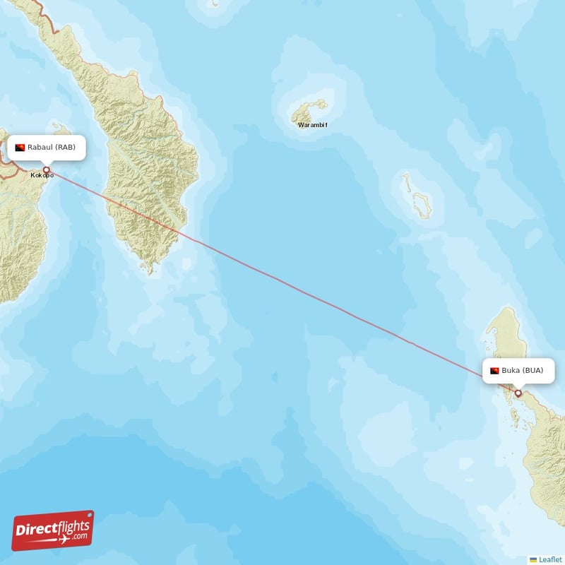 Direct flights from Buka to Rabaul, BUA to RAB non-stop - Directflights.com