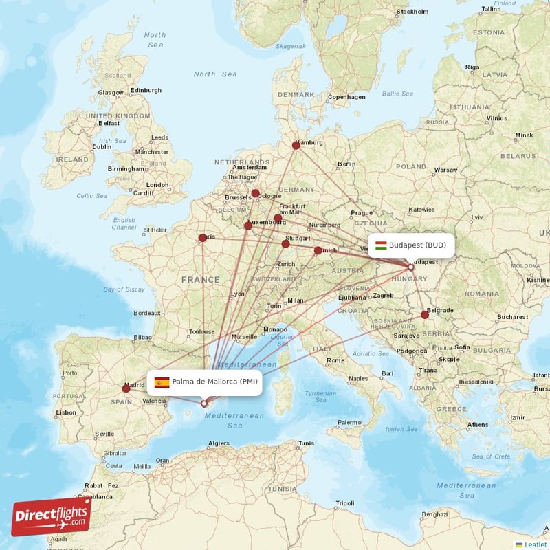 Direct flights from Budapest to Palma de Mallorca, BUD to PMI non-stop - Directflights.com