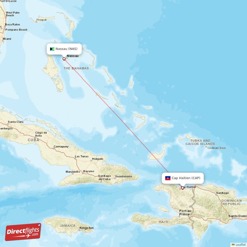 Direct flights from Nassau to Cap Haitien, NAS to CAP non-stop - Directflights.com