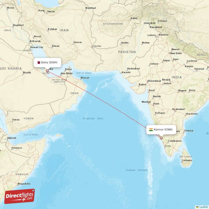 Direct flights from Kannur to Doha, CNN to DOH non-stop - Directflights.com