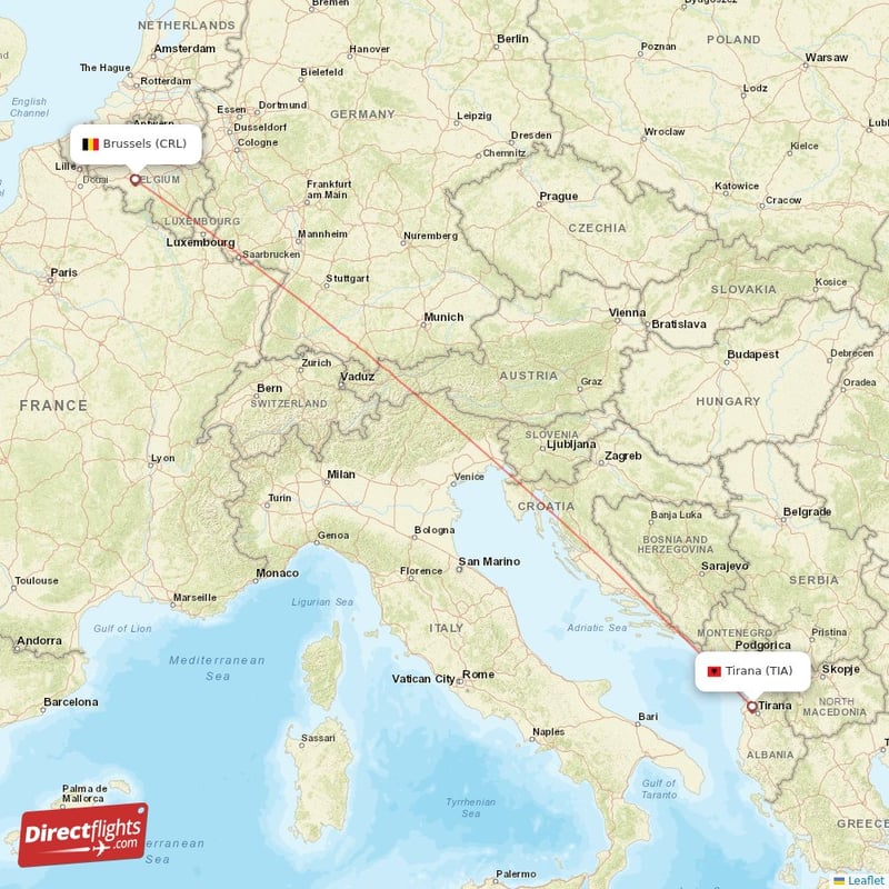 Direct flights from Brussels to Tirana, CRL to TIA non-stop ...