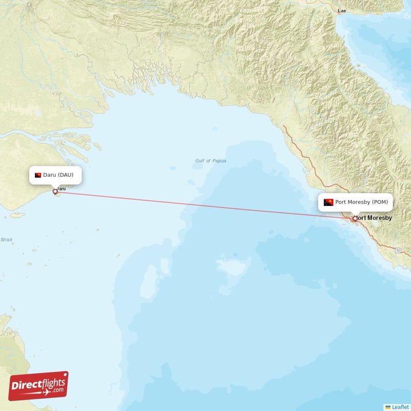Direct flights from Daru to Port Moresby, DAU to POM non-stop ...