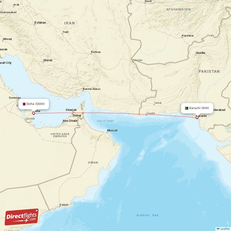 Direct flights from Doha to Karachi, DOH to KHI non-stop - Directflights.com