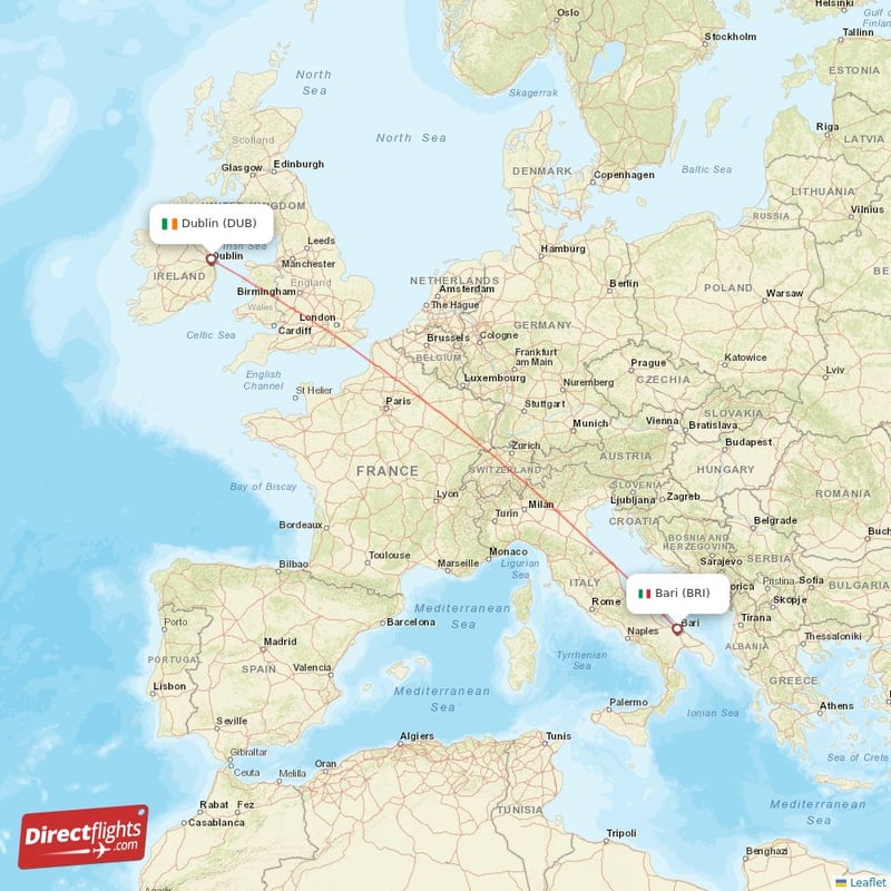Direct flights from Dublin to Bari, DUB to BRI non-stop - Directflights.com