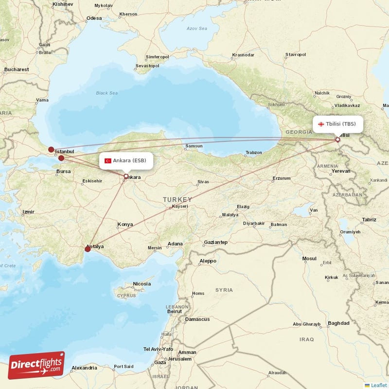 Direct flights from Ankara to Tbilisi, ESB to TBS non-stop ...