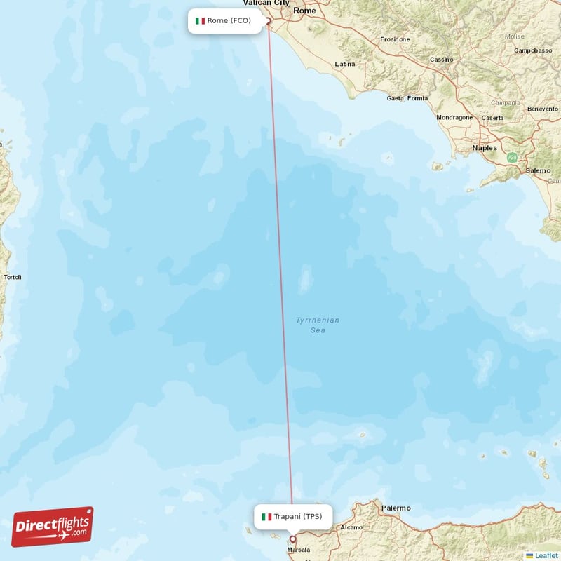 Direct flights from Rome to Trapani, FCO to TPS non-stop ...