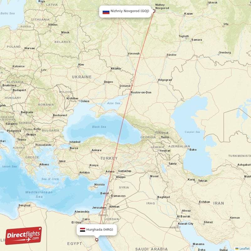 Direct flights from Nizhniy Novgorod to Hurghada, GOJ to HRG non-stop ...