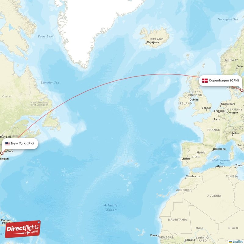 Direct flights from New York to Copenhagen, JFK to CPH non-stop - Directflights.com