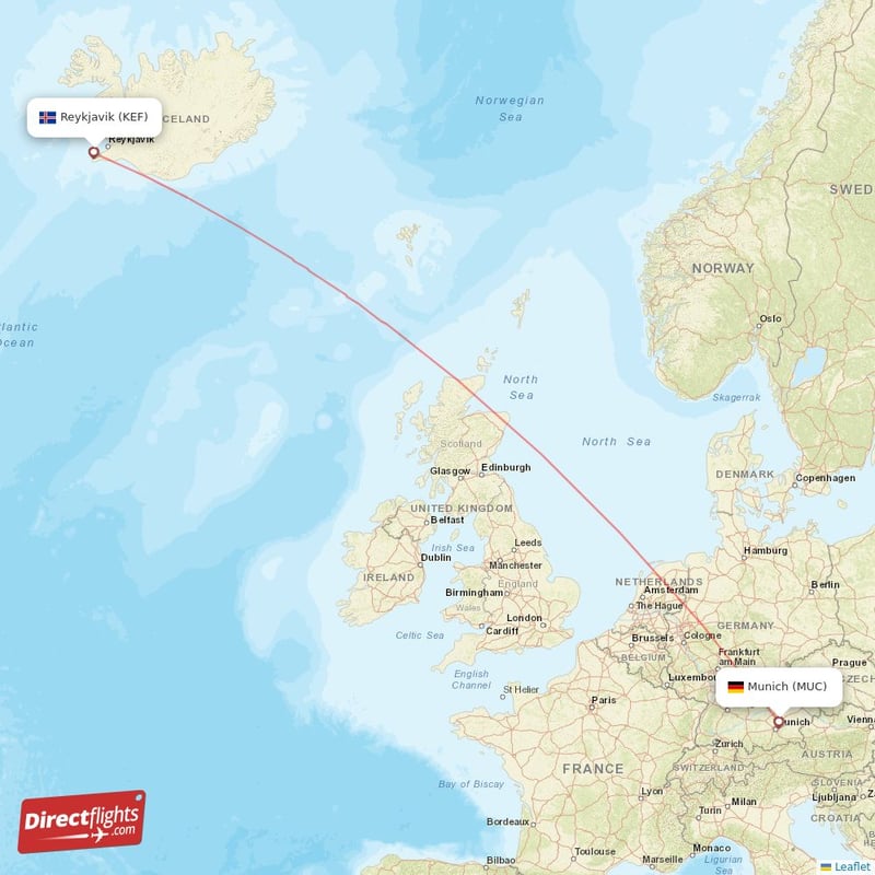 Direct flights from Reykjavik to Munich, KEF to MUC non-stop - Directflights.com