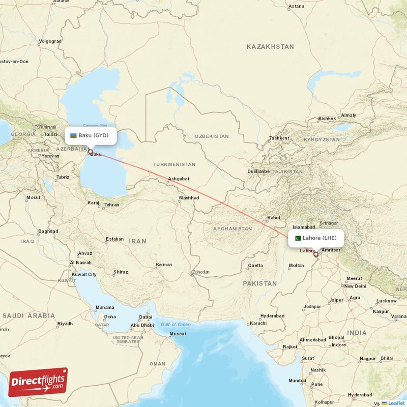 Direct flights from Baku to Lahore, GYD to LHE non-stop - Directflights.com