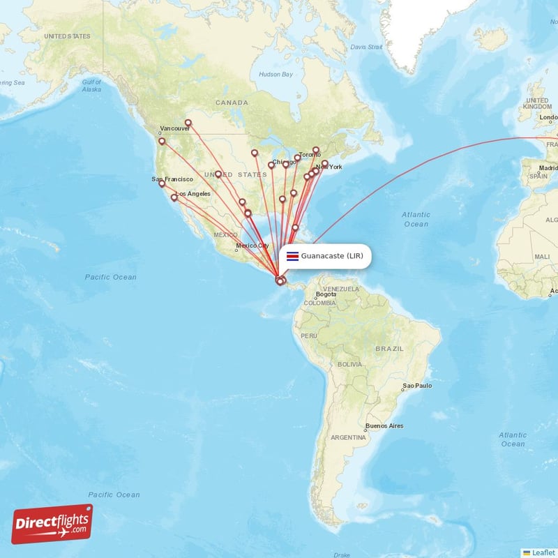 Direct flights to Guanacaste - LIR, Costa Rica - Directflights.com