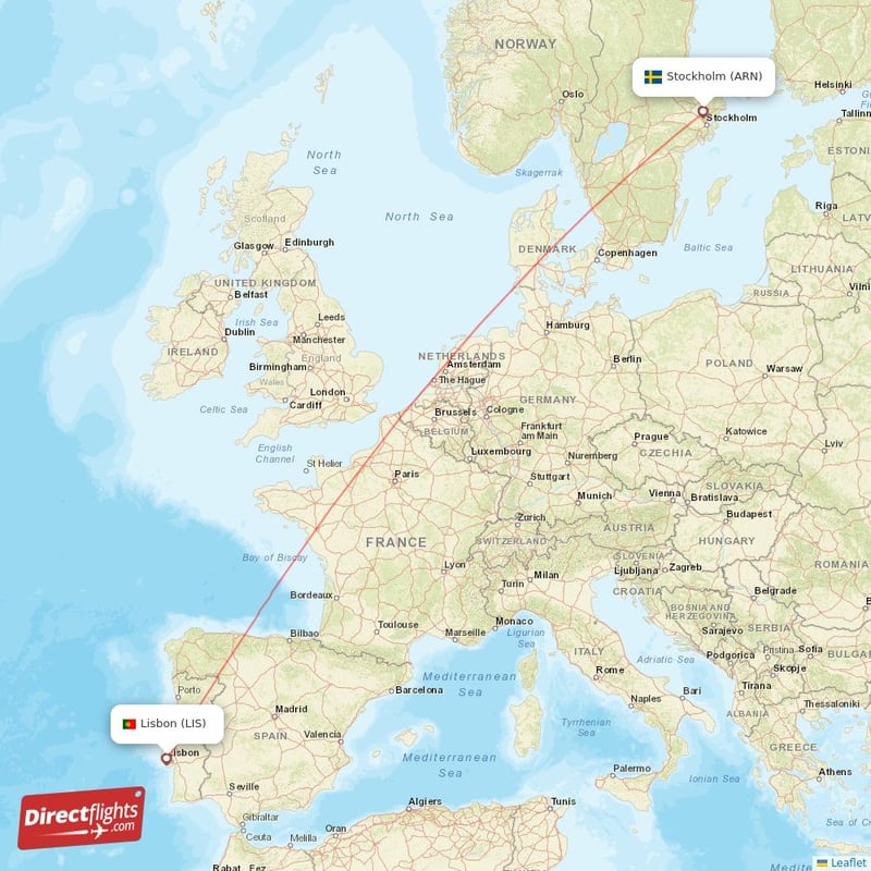 Direct flights from Lisbon to Stockholm, LIS to ARN non-stop - Directflights.com