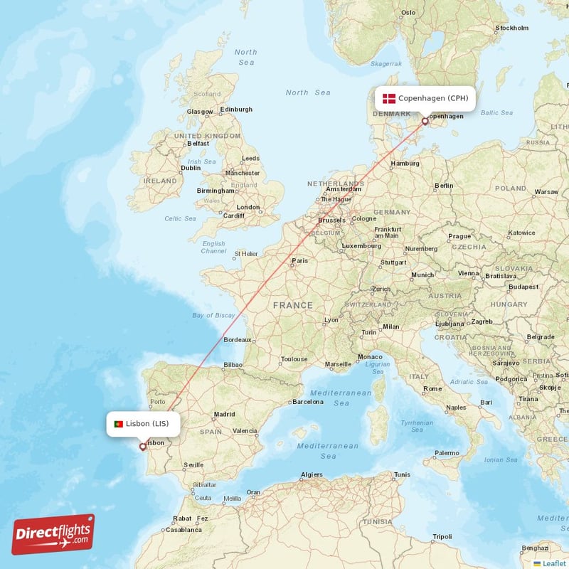 Direct flights from Lisbon to Copenhagen, LIS to CPH non-stop - Directflights.com