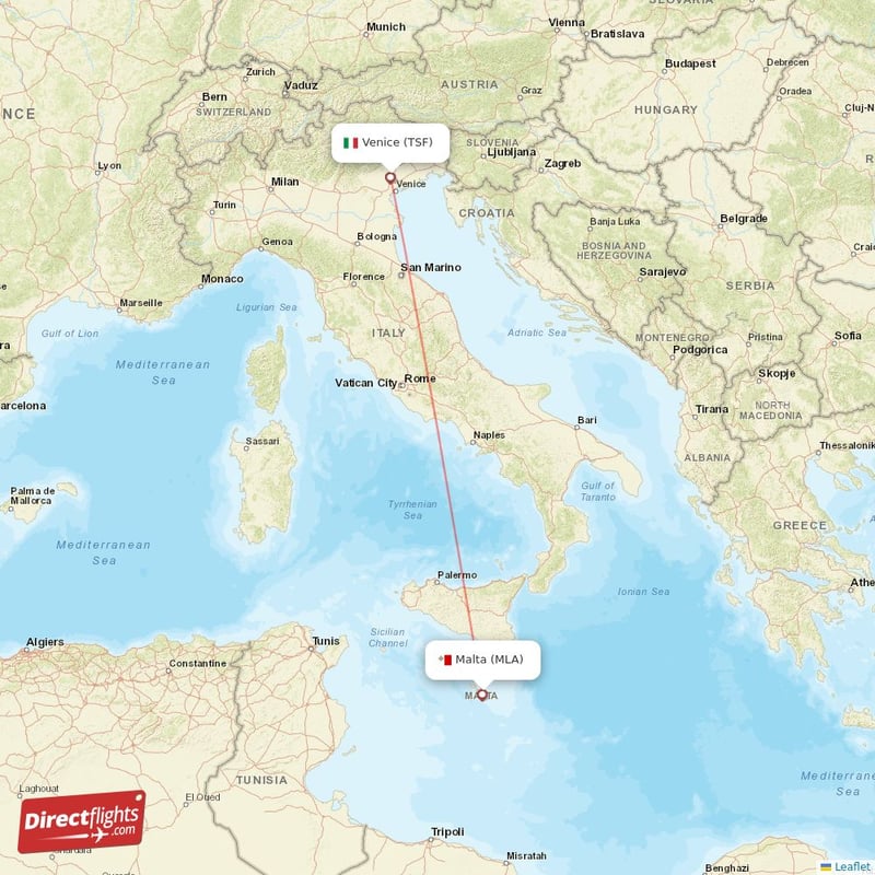 Direct flights from Malta to Venice, MLA to TSF non-stop ...