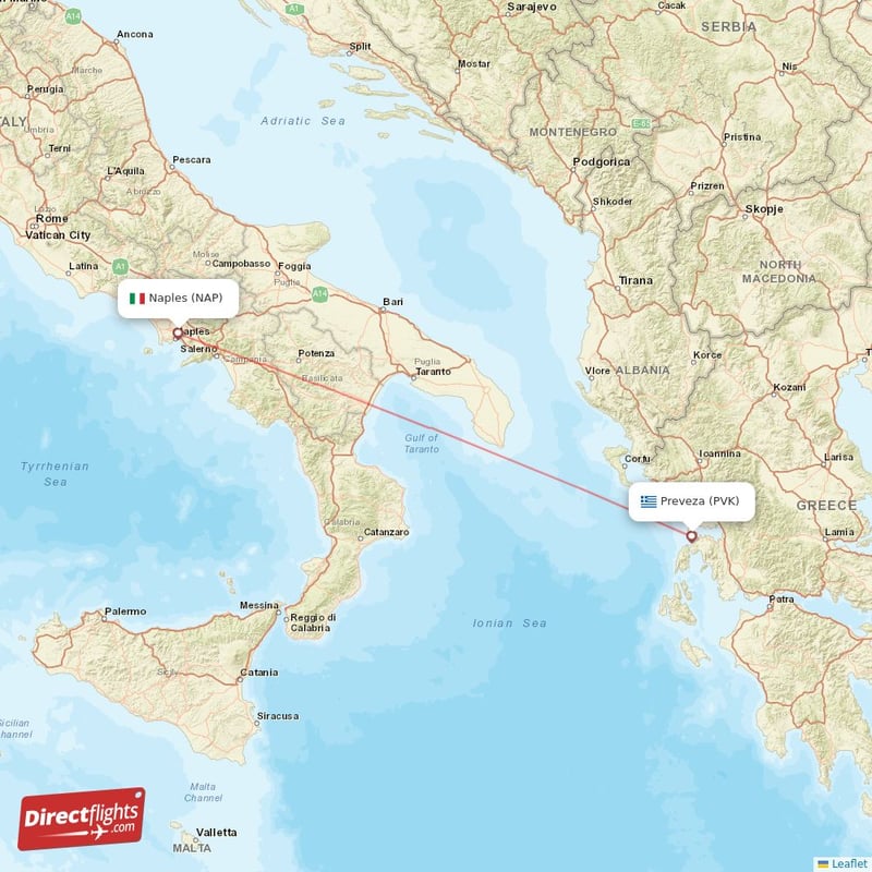 Direct flights from Naples to Preveza, NAP to PVK non-stop - Directflights.com