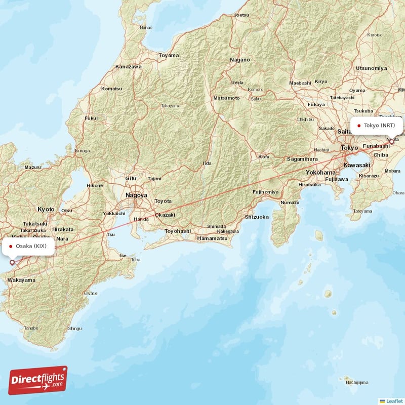 Direct flights from Tokyo to Osaka, NRT to KIX non-stop - Directflights.com