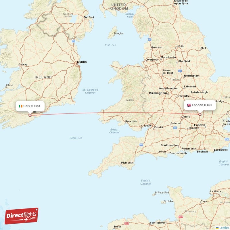 Direct flights from Cork to London, ORK to LTN non-stop - Directflights.com