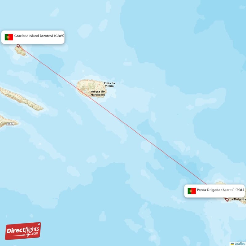 Direct flights from Ponta Delgada (Azores) to Graciosa Island (Azores ...