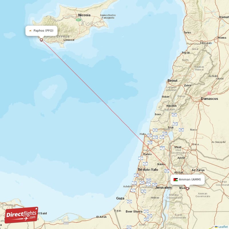 Direct flights from Paphos to Amman, PFO to AMM non-stop ...