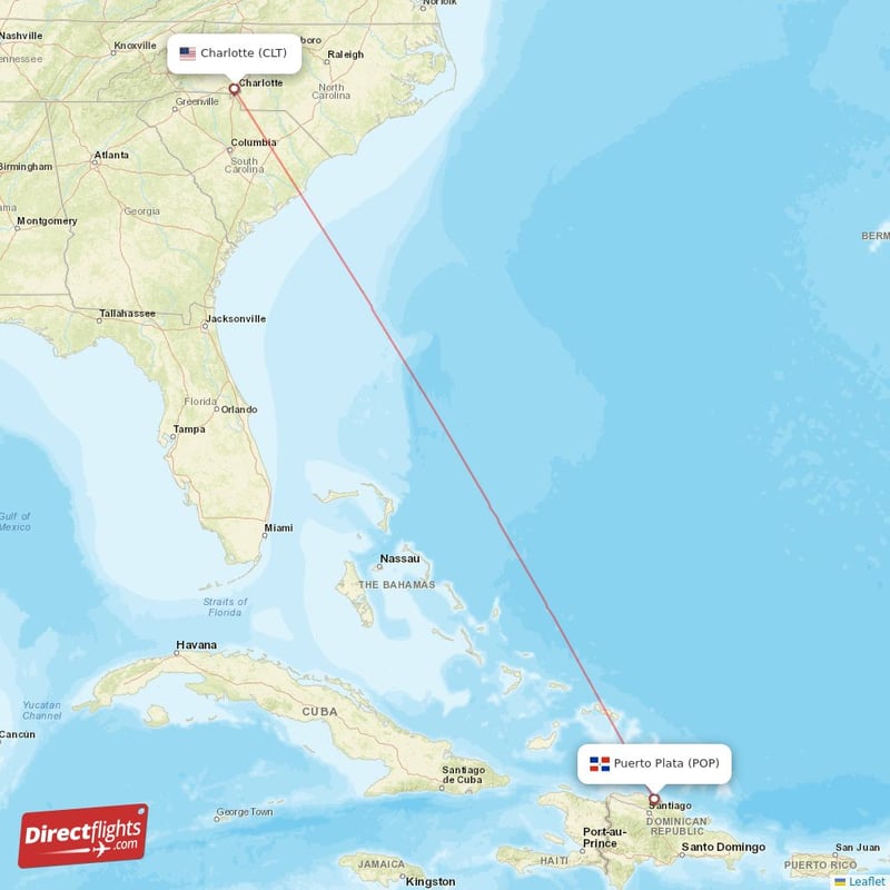 Direct flights from Puerto Plata to Charlotte, POP to CLT non-stop - Directflights.com
