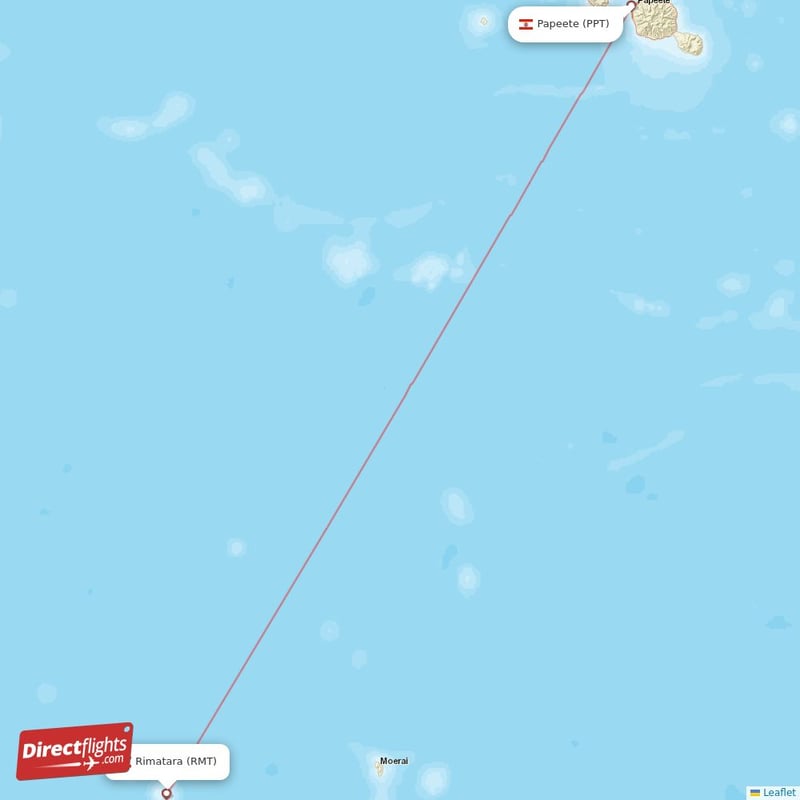 Direct flights from Papeete to Rimatara, PPT to RMT non-stop ...