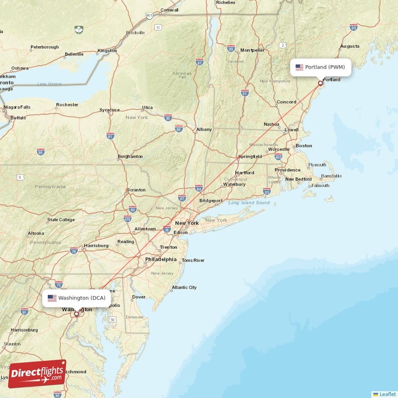 Direct flights from Portland to Washington, PWM to DCA non-stop ...