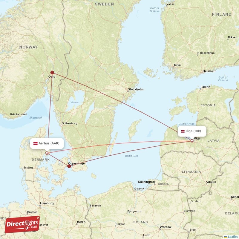 Direct flights from Riga to Aarhus, RIX to AAR non-stop - Directflights.com