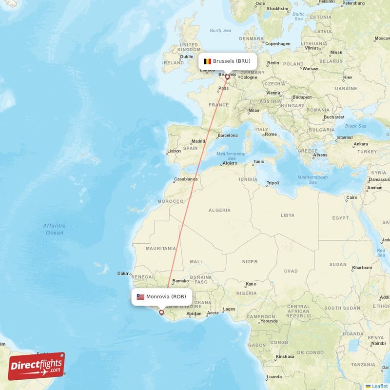 Direct flights from Monrovia to Brussels, ROB to BRU non-stop - Directflights.com