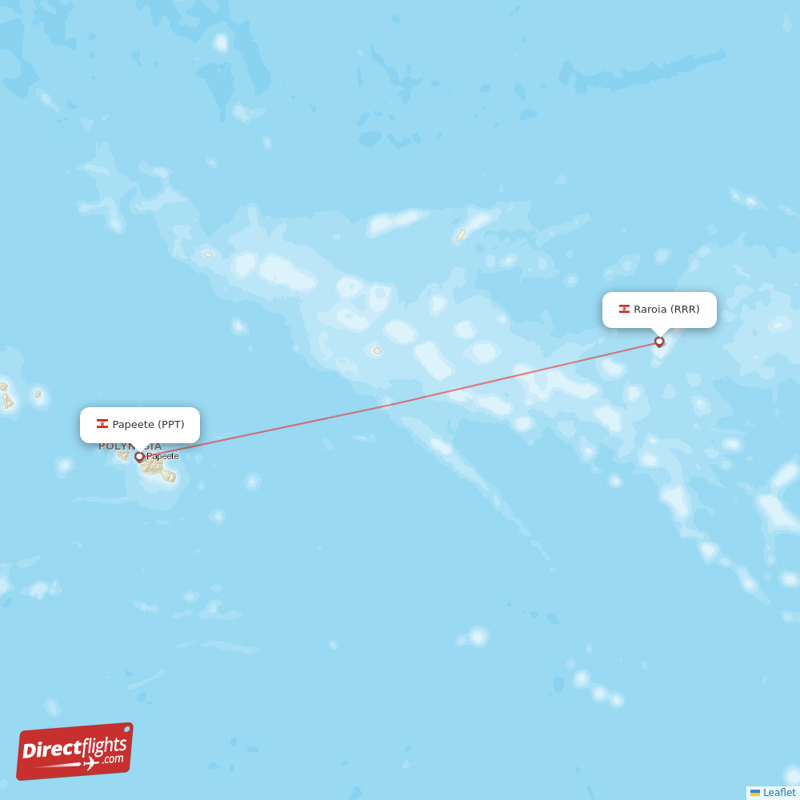 Direct flights from Papeete to Raroia, PPT to RRR non-stop ...