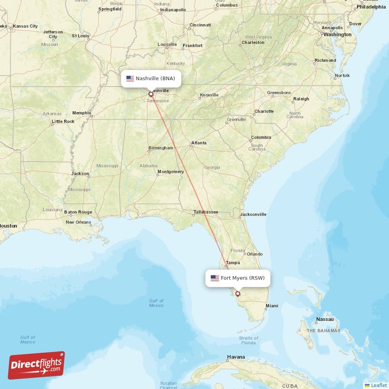 Direct flights from Fort Myers to Nashville, RSW to BNA non-stop - Directflights.com