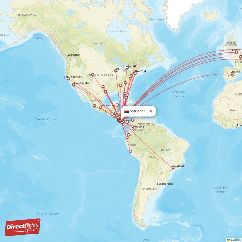 Direct Flights From San Jose 46 Destinations SJO Costa Rica