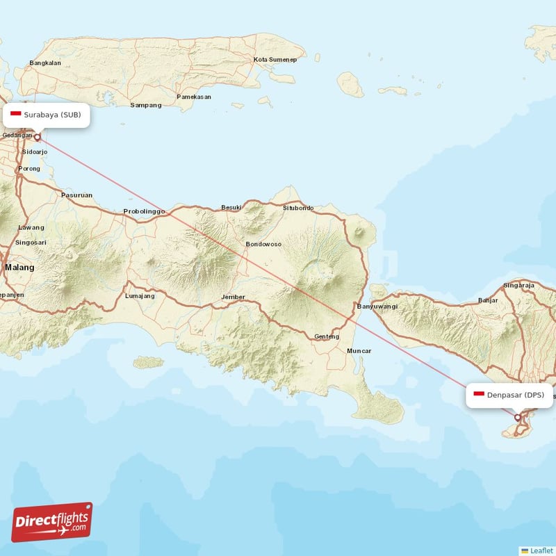 Direct flights from Surabaya to Denpasar, SUB to DPS non-stop - Directflights.com