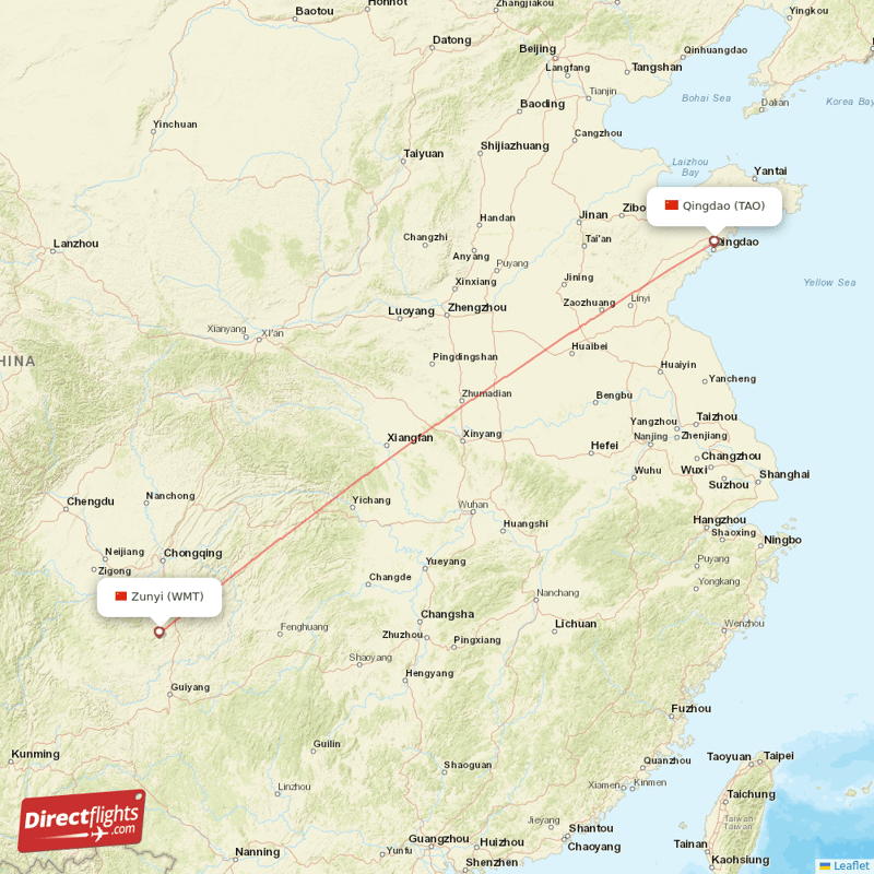 Direct flights from Qingdao to Zunyi, TAO to WMT non-stop ...