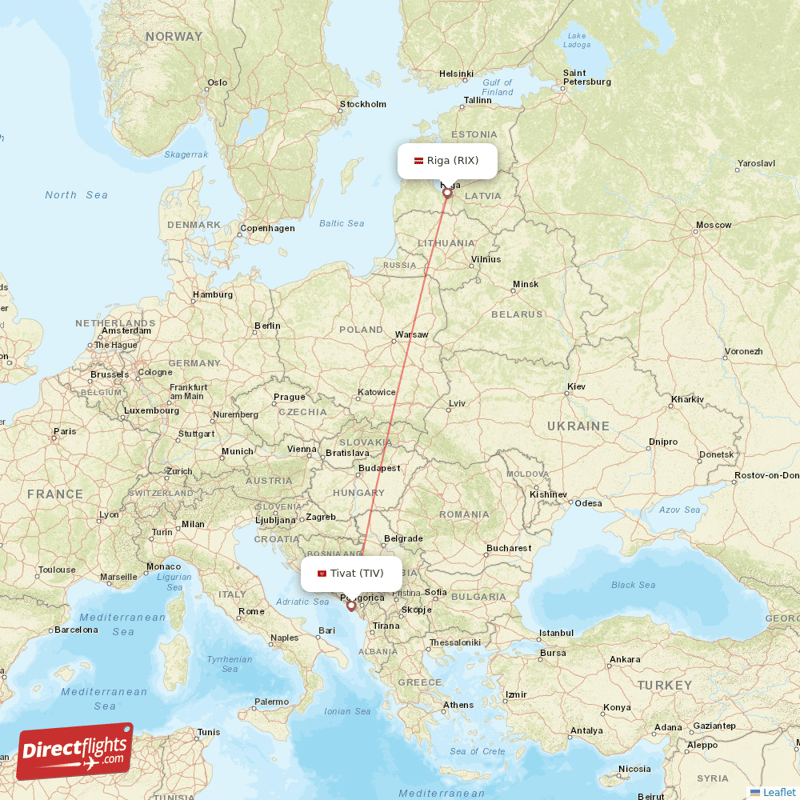 Direct flights from Tivat to Riga, TIV to RIX non-stop - Directflights.com