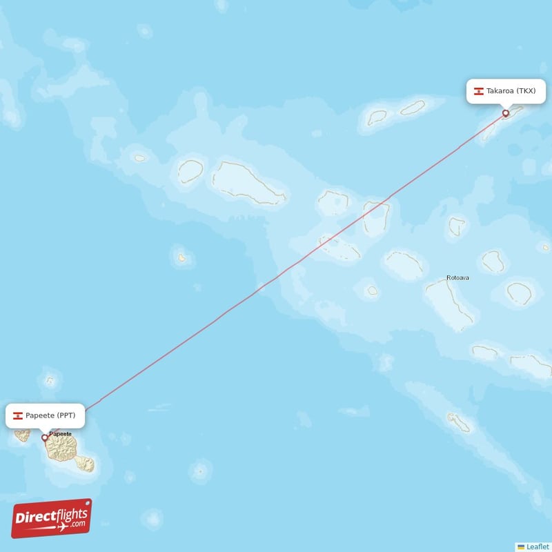 Direct flights from Papeete to Takaroa, PPT to TKX non-stop ...