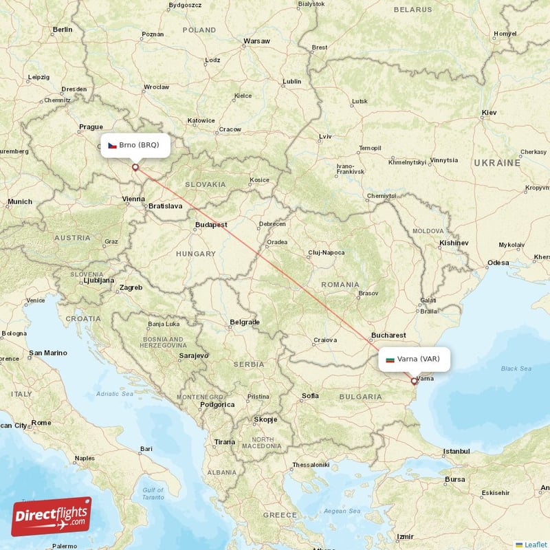 Direct flights from Varna to Brno, VAR to BRQ non-stop - Directflights.com