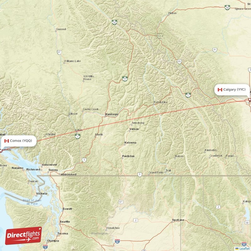 Direct flights from Calgary to Comox, YYC to YQQ non-stop ...